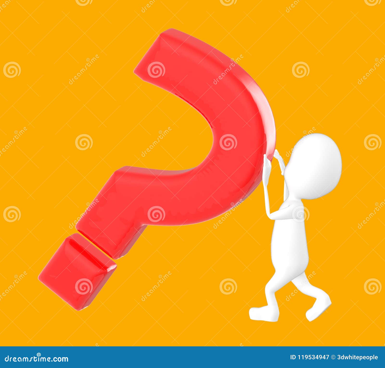 3d White Character , Pushing Question Mark Stock Image | CartoonDealer ...