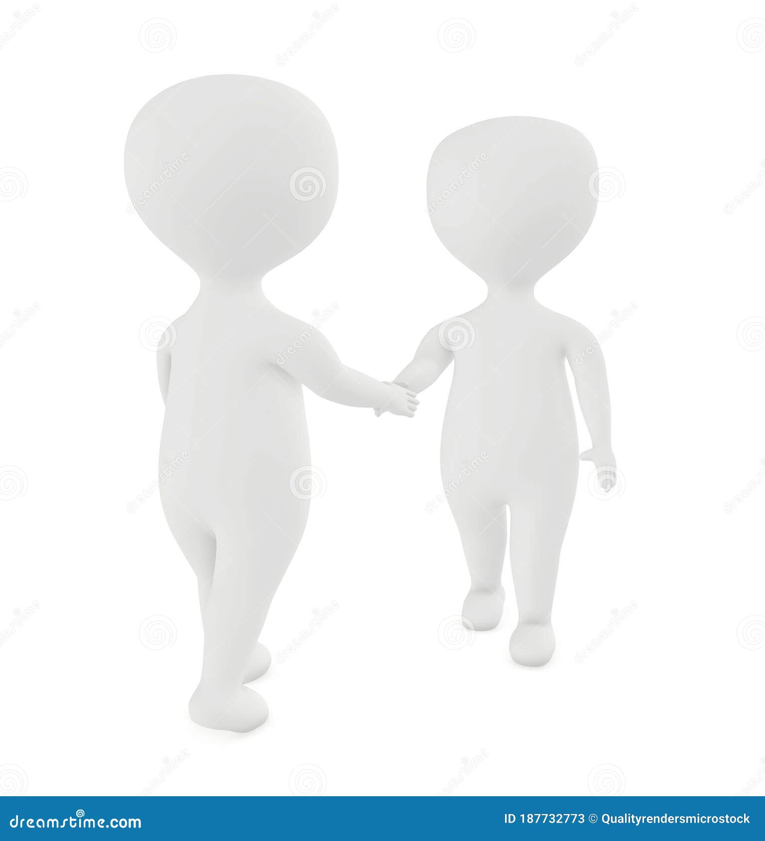 3d White Character Shake Handing Each Other Stock Illustration ...
