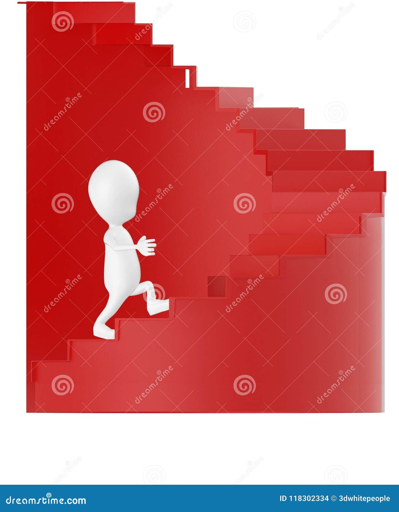 3d White Character Walking Up on Spiral Stairs Stock Illustration ...