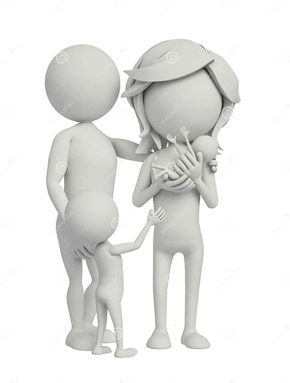 3d White Characters with Childrens Stock Illustration - Illustration of ...