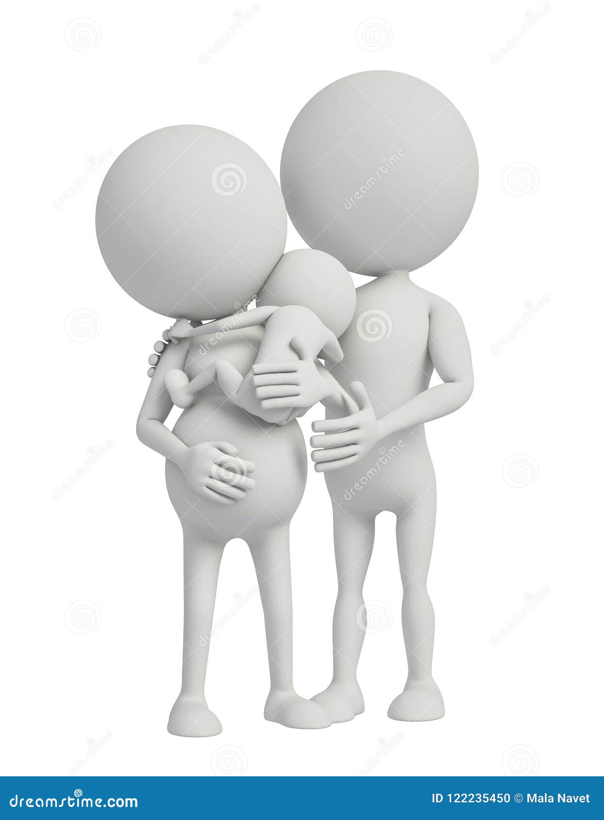 3d White Characters with Kids Stock Illustration - Illustration of ...