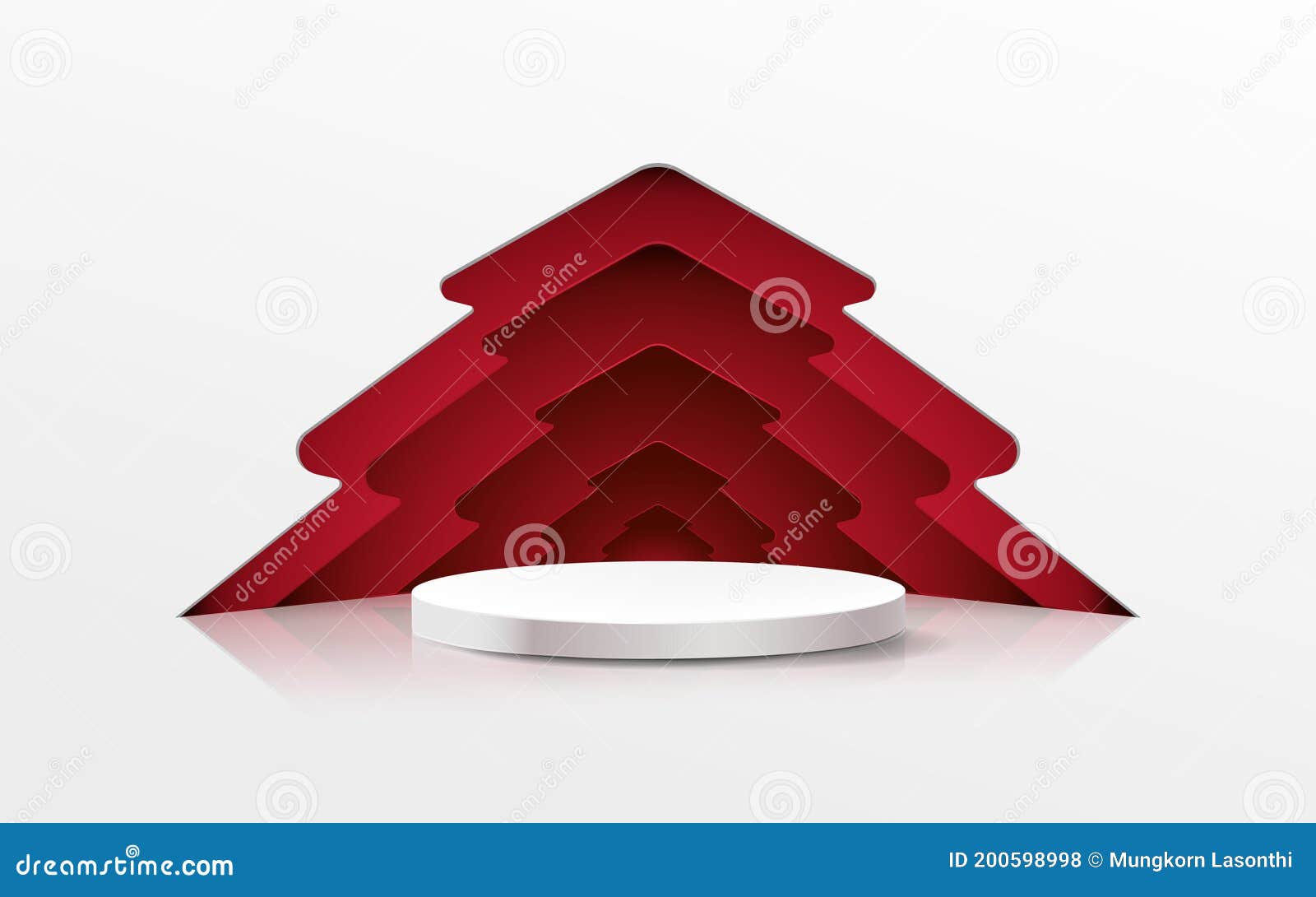 3D White Circle Podium Display with Christmas Tree in Paper Cut Style ...