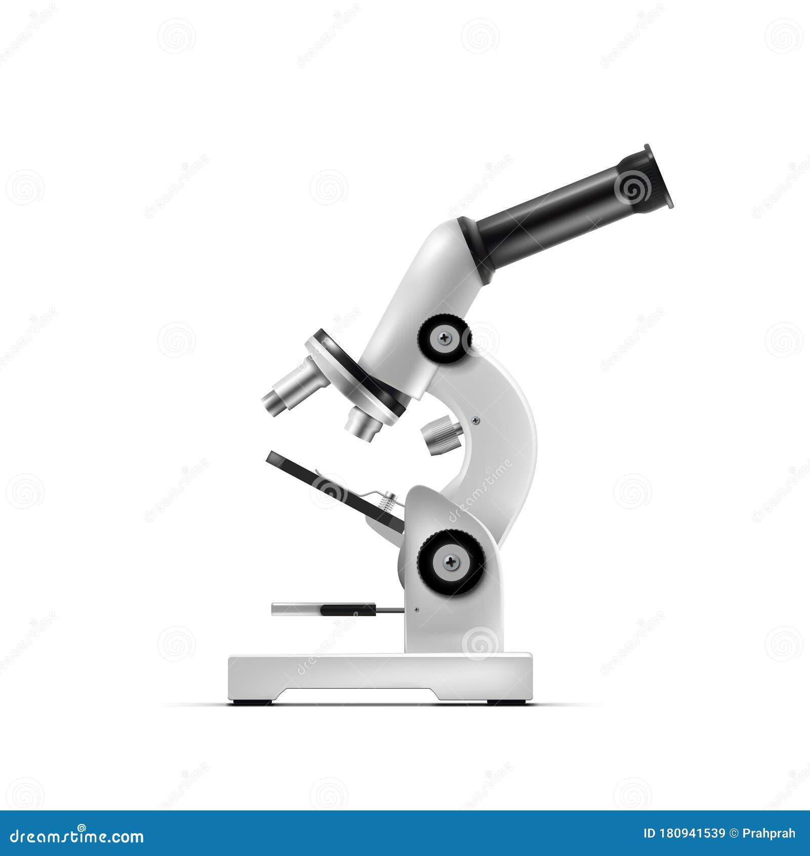3D White Clear Realistic Microscope. Science Tool Stock Vector ...