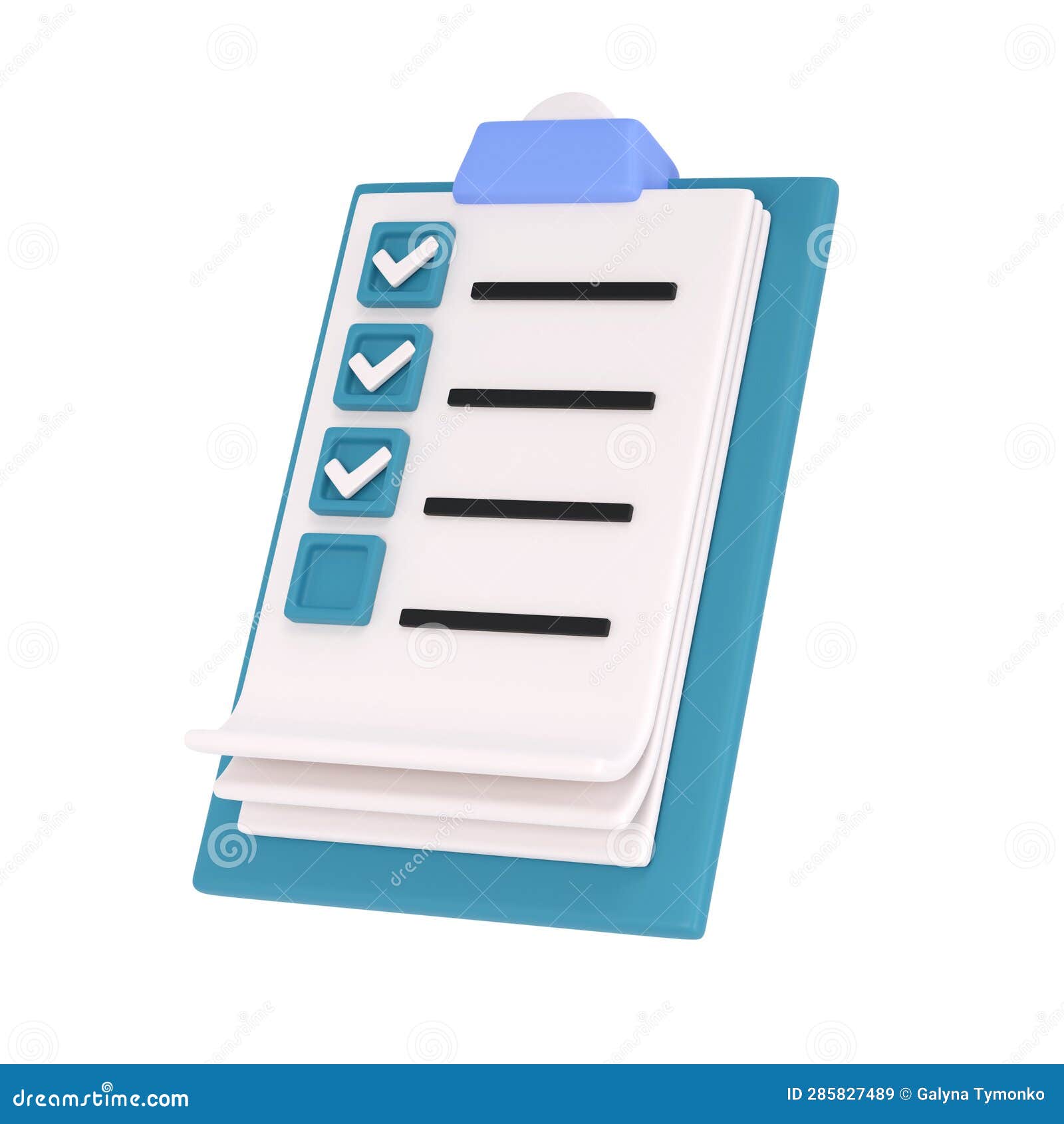 3d White Clipboard Icon Task Management Todo Check List On Turquose ...