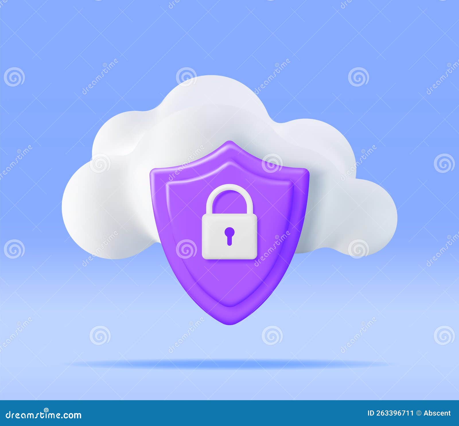 3D White Cloud with Locked Padlock. Stock Vector - Illustration of ...