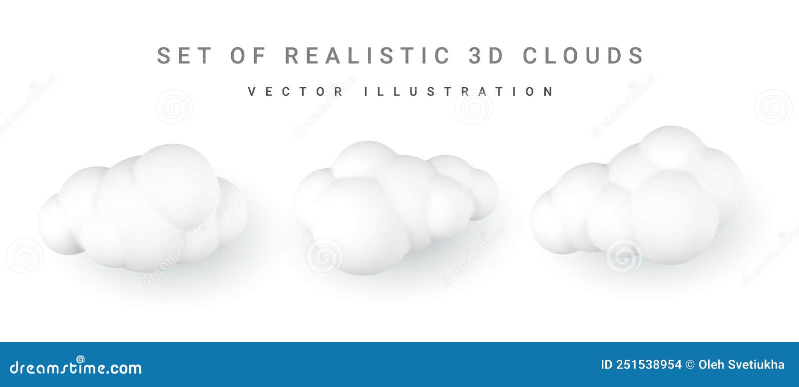 3d White Clouds. Set of Round Cartoon Fluffy Clouds Isolated on a White Background Stock Vector ...