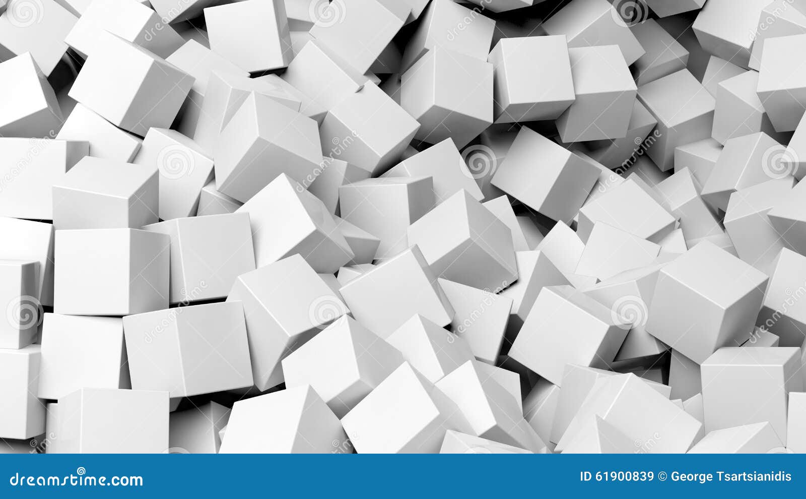 3D White Cubes Pile Abstract Stock Illustration - Illustration of ...