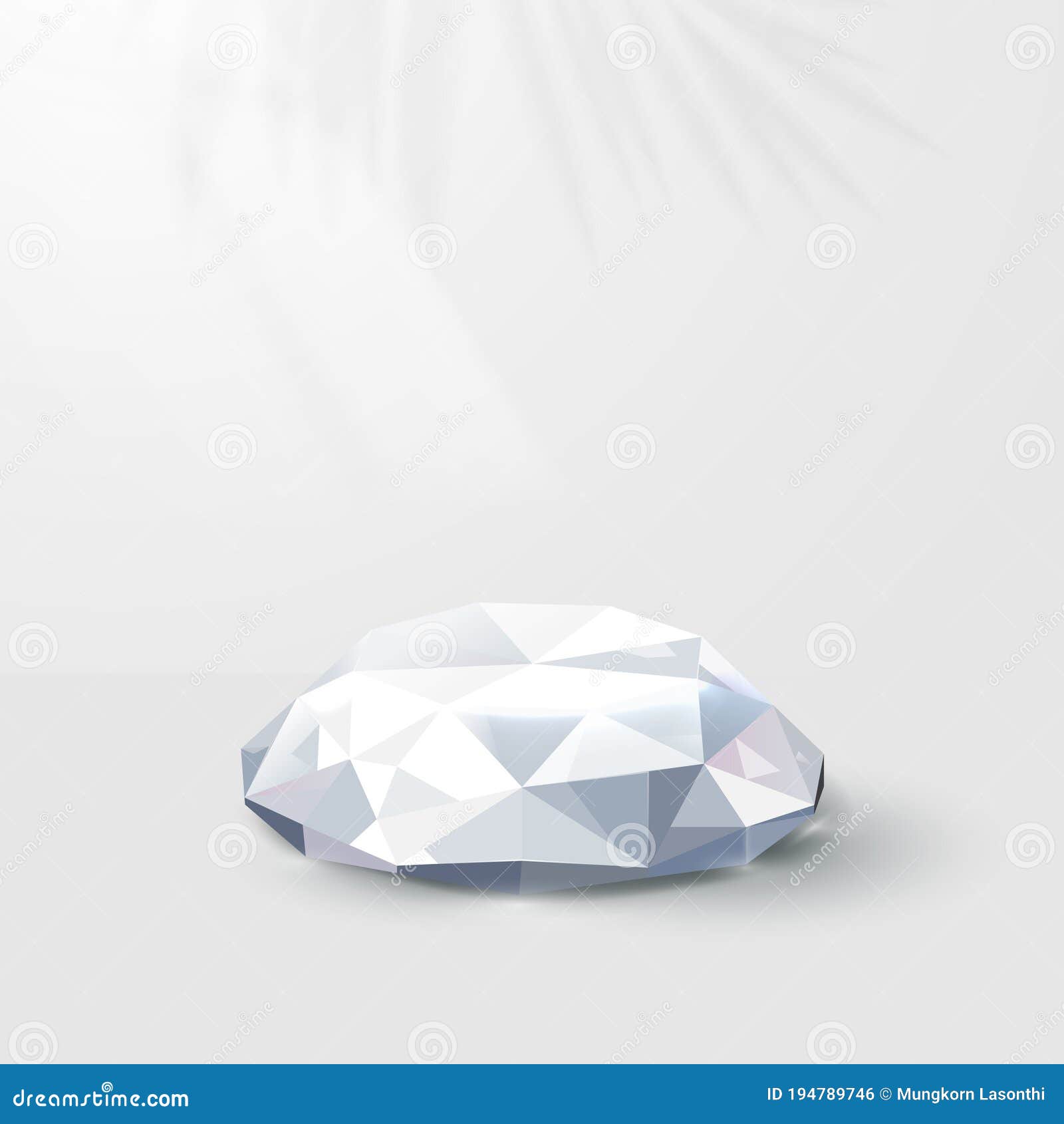 3d White Diamonds with Reflection Circle Podium Display. Abstract ...