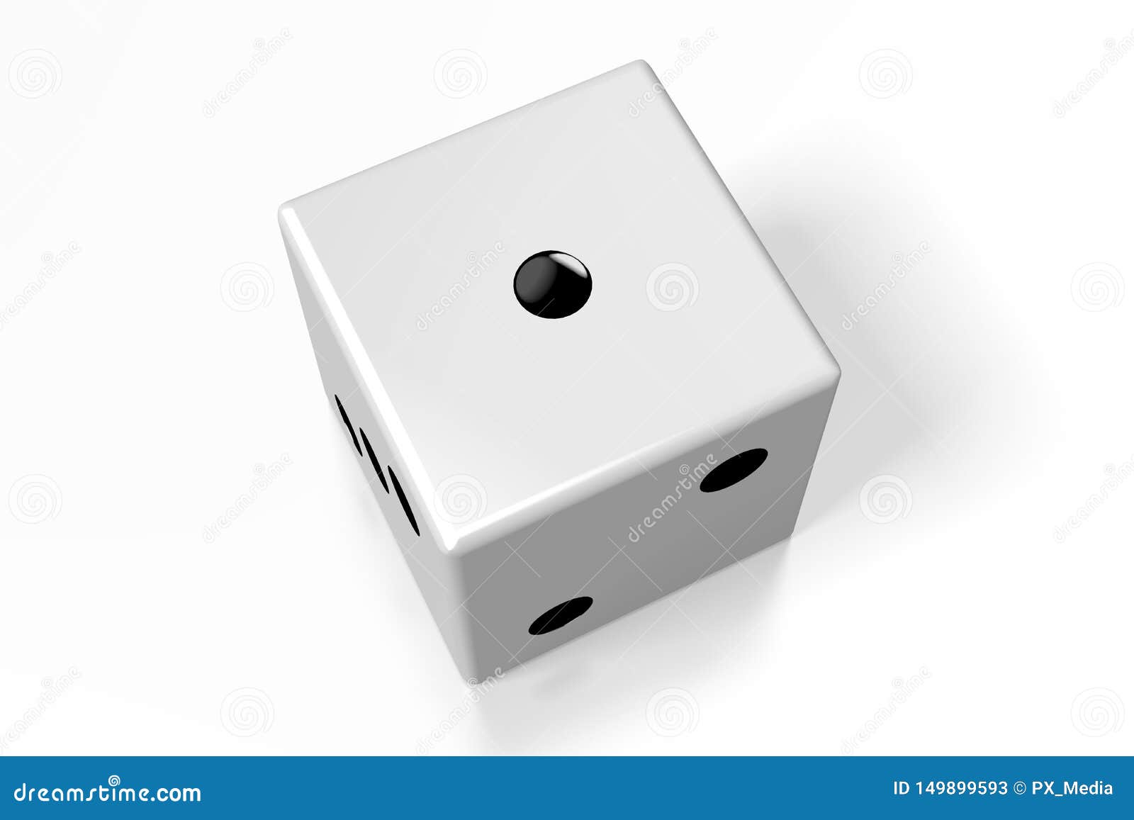3D White Dice on White Background - One Stock Illustration ...