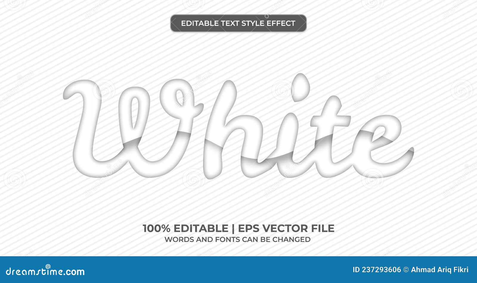 3d White Embossed Vector Text Style Effect, Editable Text Effect Stock ...