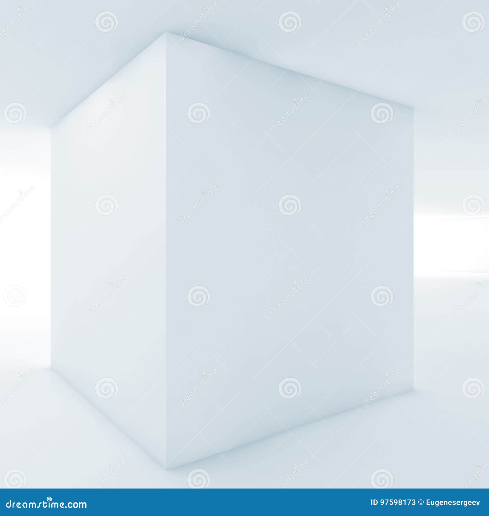 3d White Empty Interior with Cube Shaped Column Stock Illustration ...
