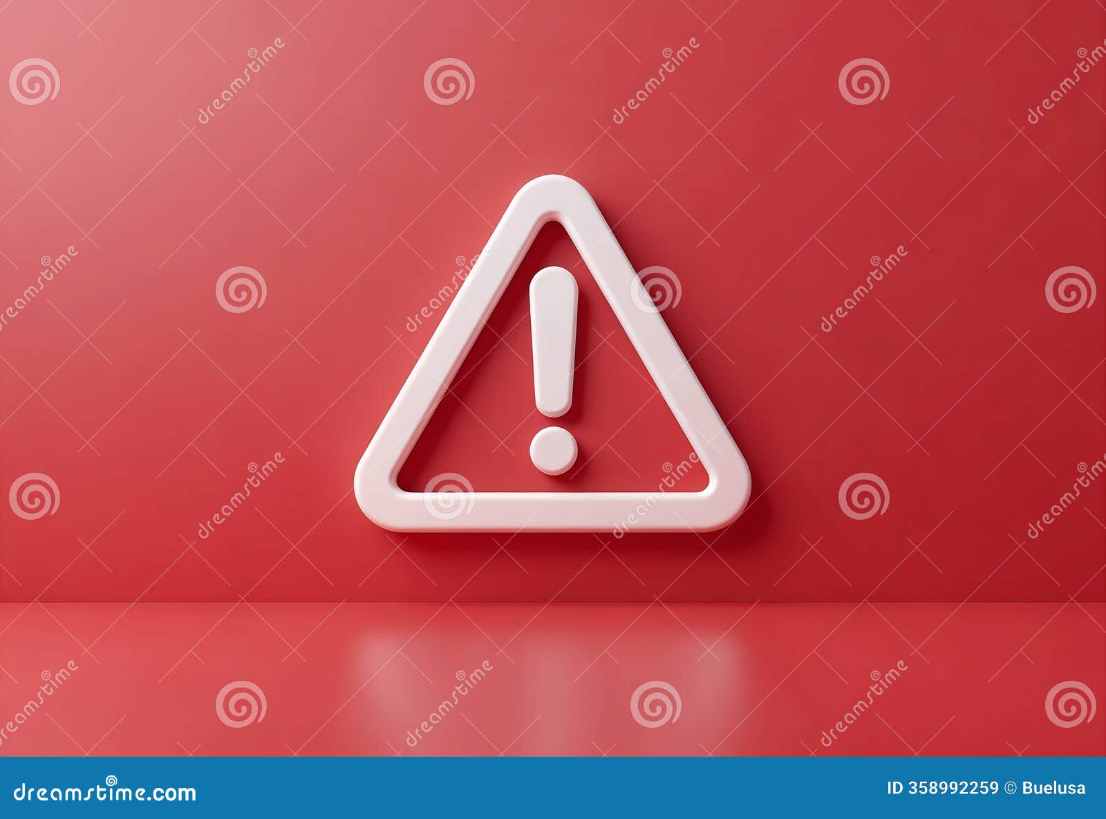 A 3D White Exclamation Mark Inside a Triangle on a Vibrant Red ...