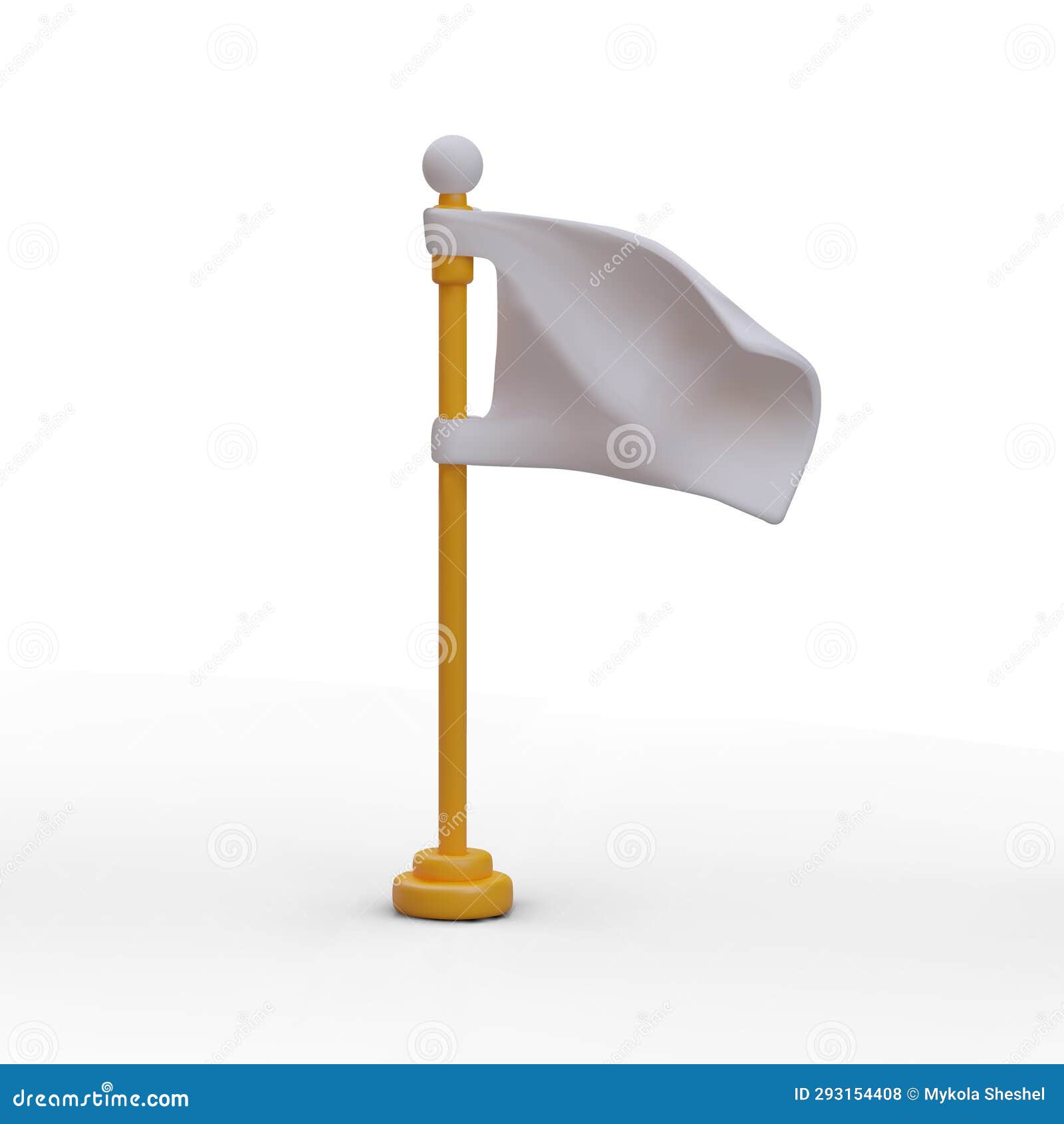 3D White Flag in Vertical Position. Generally Accepted Sign of ...