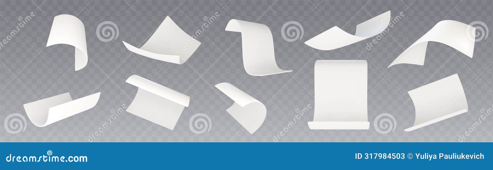 3d White Fly Paper Sheet. Fall Isolated Document Stock Vector ...