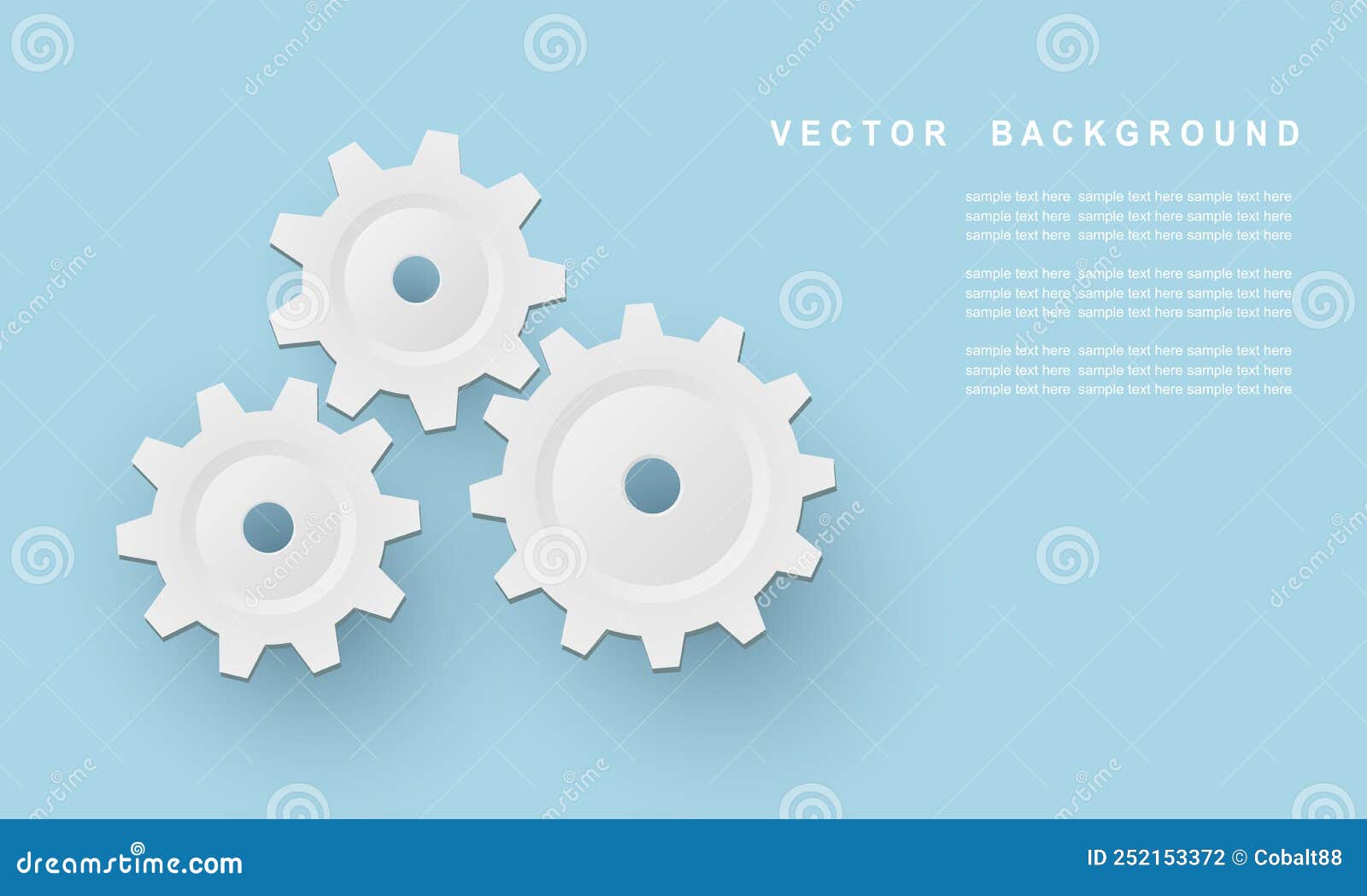 3D White Gears and Cogs on Blue Technology Background Stock Vector ...