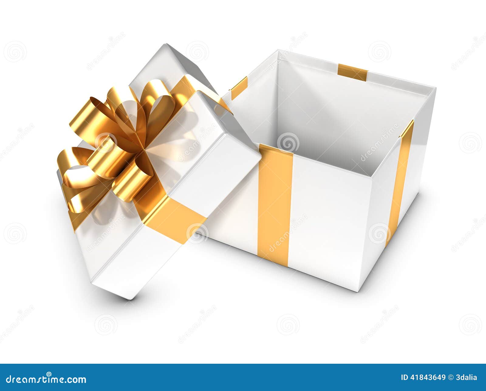 3d White and Gold Open Gift Box Stock Illustration - Illustration of ...