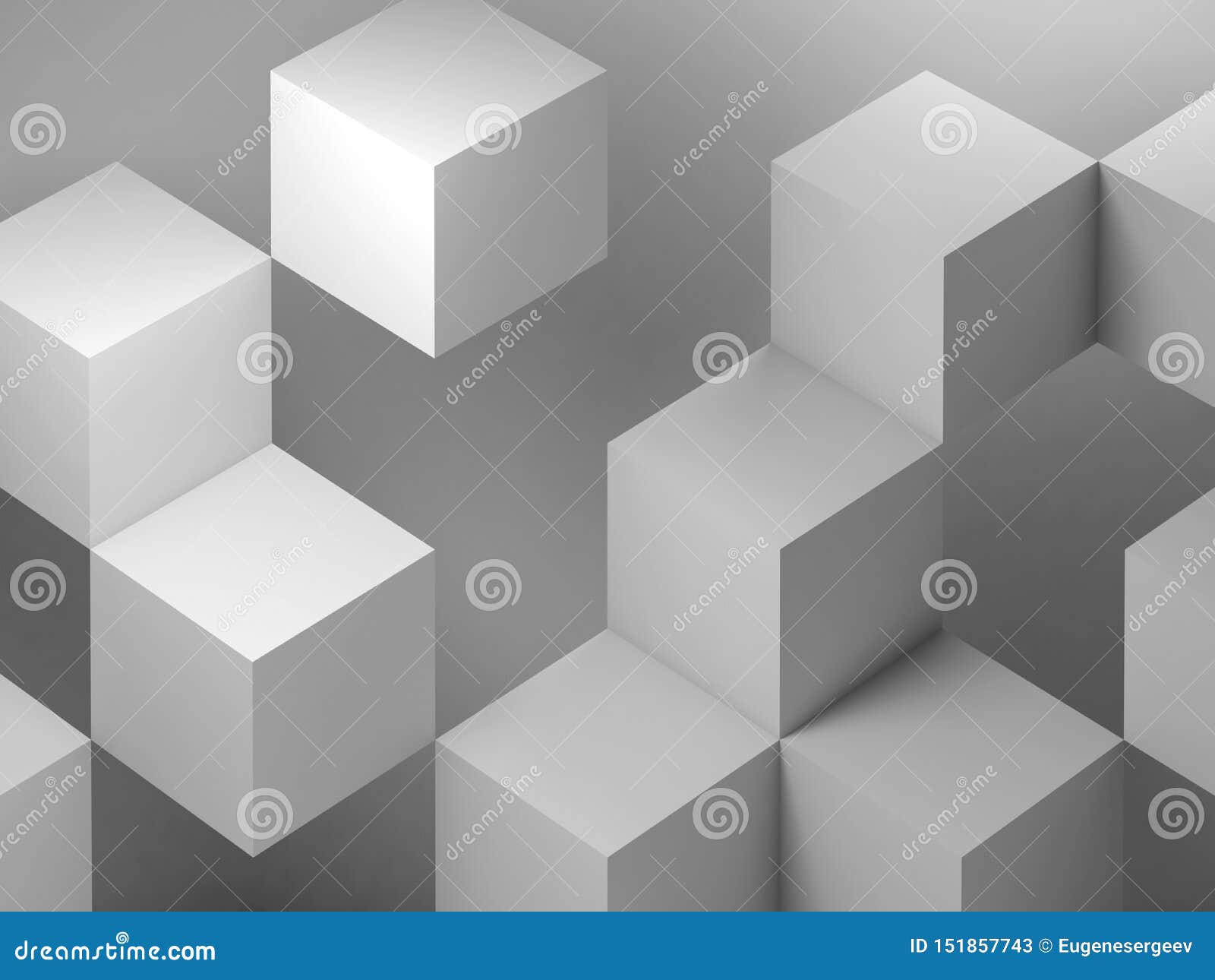 3d White and Gray Cubes Installation Stock Illustration - Illustration ...