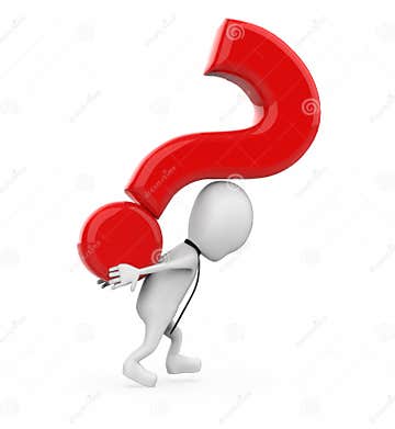 3d White Guy Carrying Question Mark Stock Illustration - Illustration ...