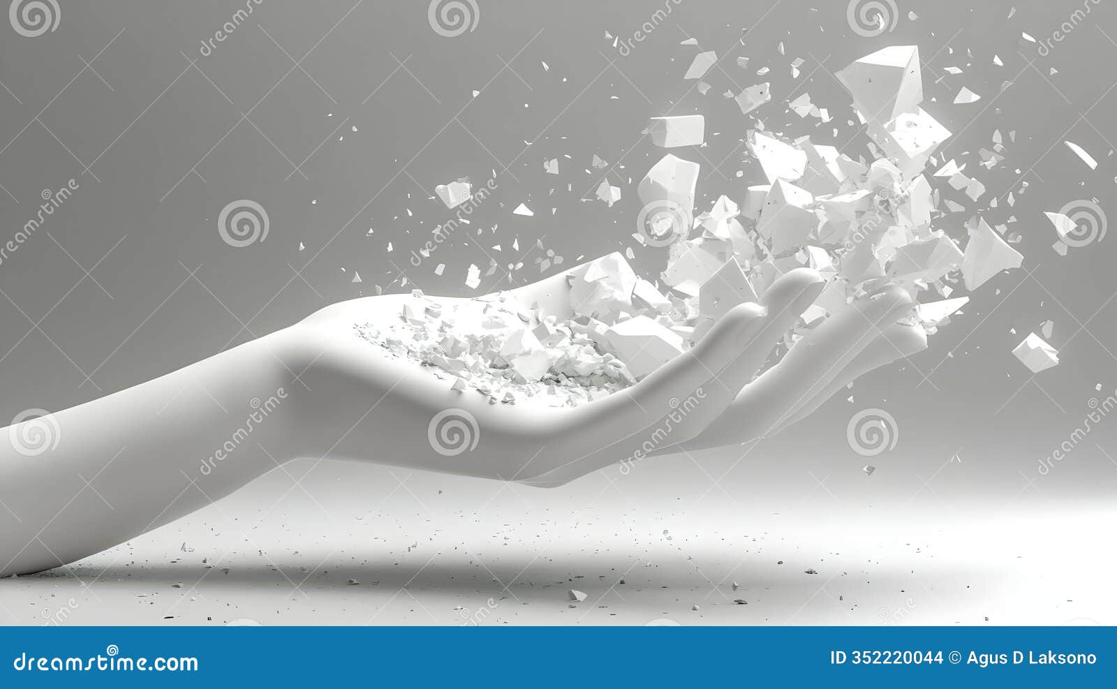 3D White Hand Crushing Fragments Illustration Stock Illustration ...