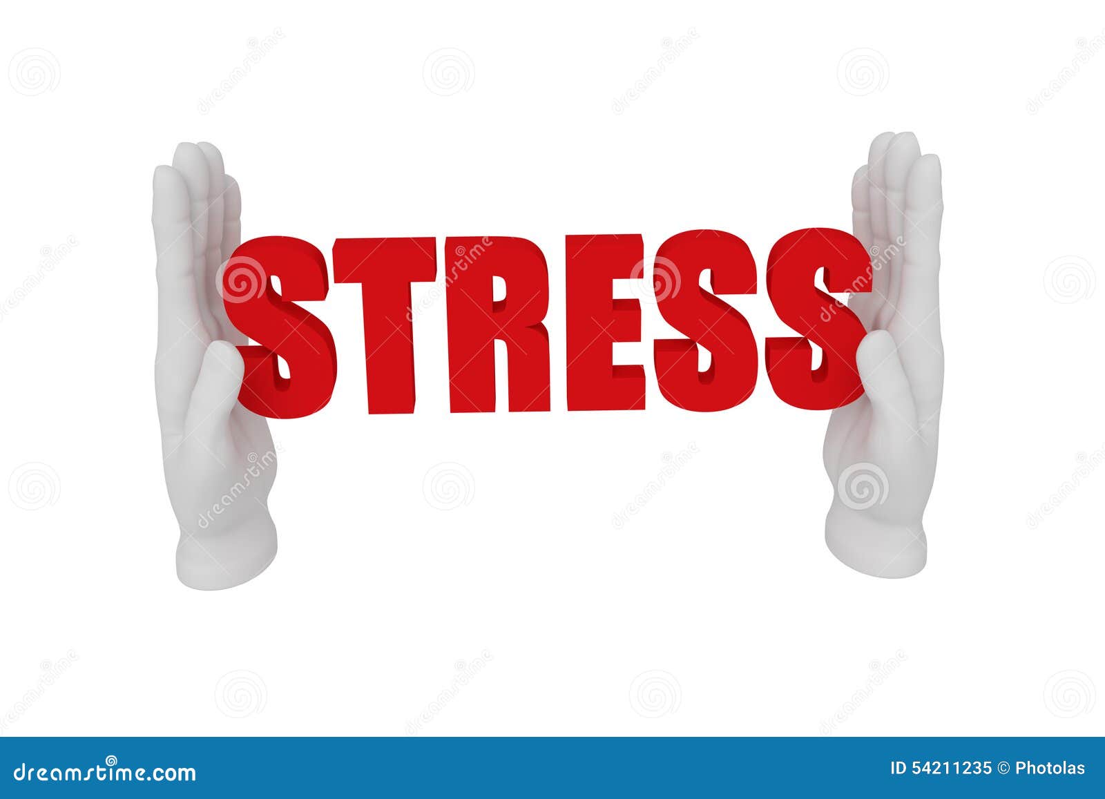 3d White Human Open Hand Holds A Word Stress. White Background. Stock ...