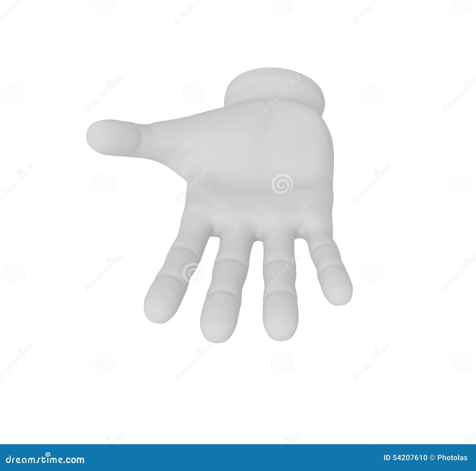 3d White Human Open Hand. White Background. Stock Illustration ...