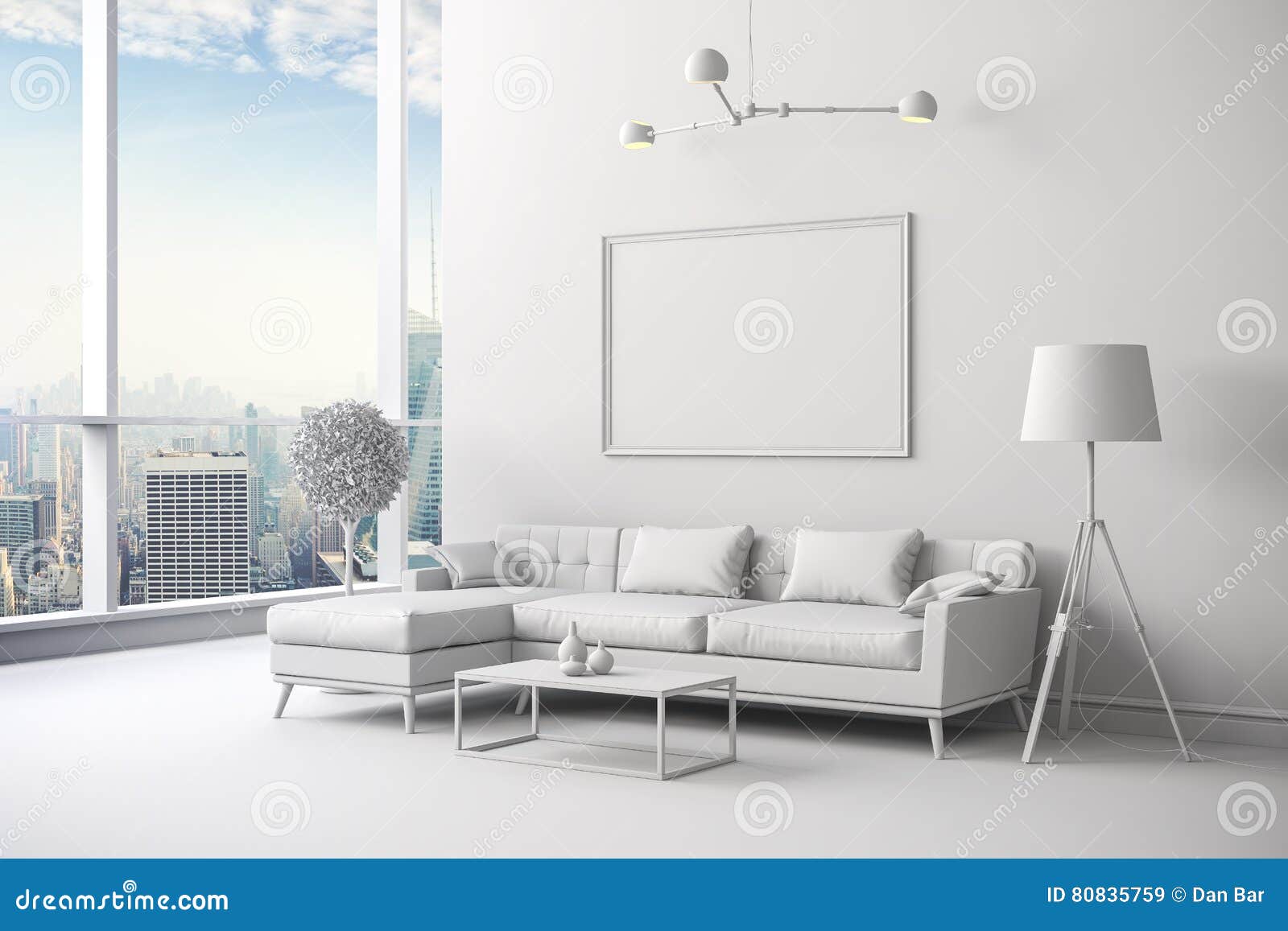 3d White Interior Room Setup Stock Illustration - Illustration of ...