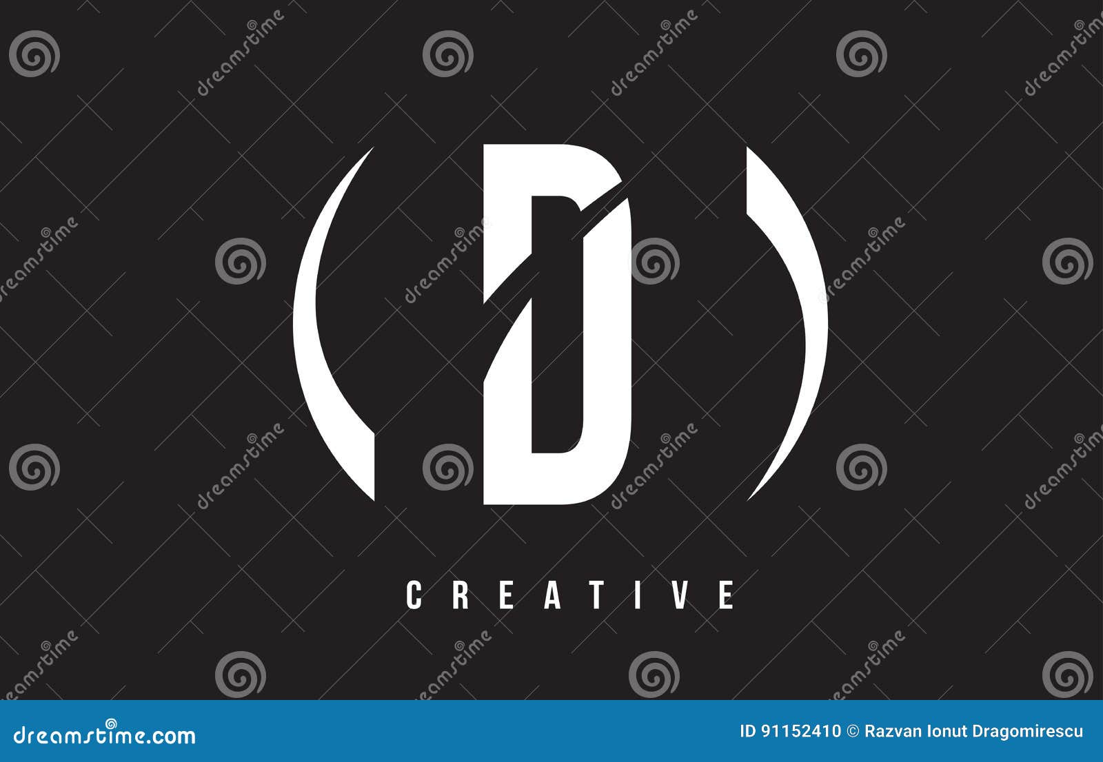 D White Letter Logo Design with Black Background. Stock Vector ...