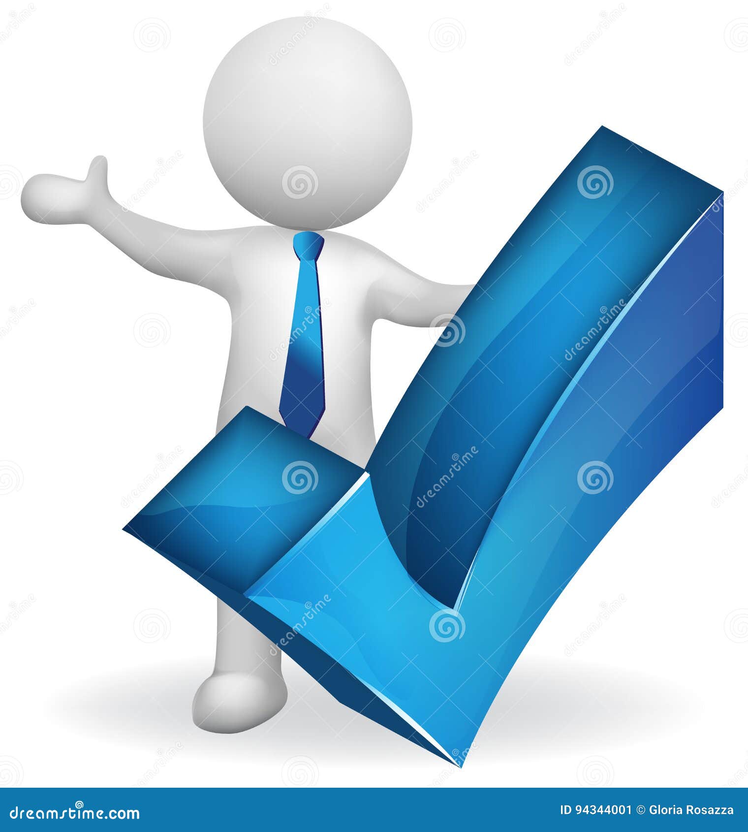 3d White Man with Check Right Symbol Logo Stock Vector - Illustration ...