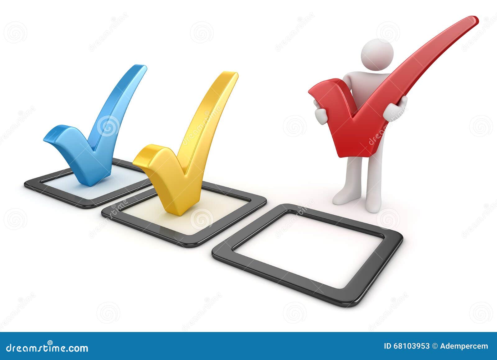 3d White Man and Colorful Checkmark Symbol Stock Illustration ...