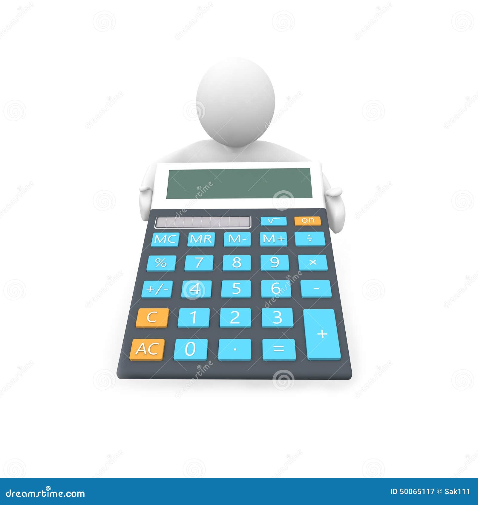 3d White Man Holding Calculator Stock Illustration - Illustration of ...