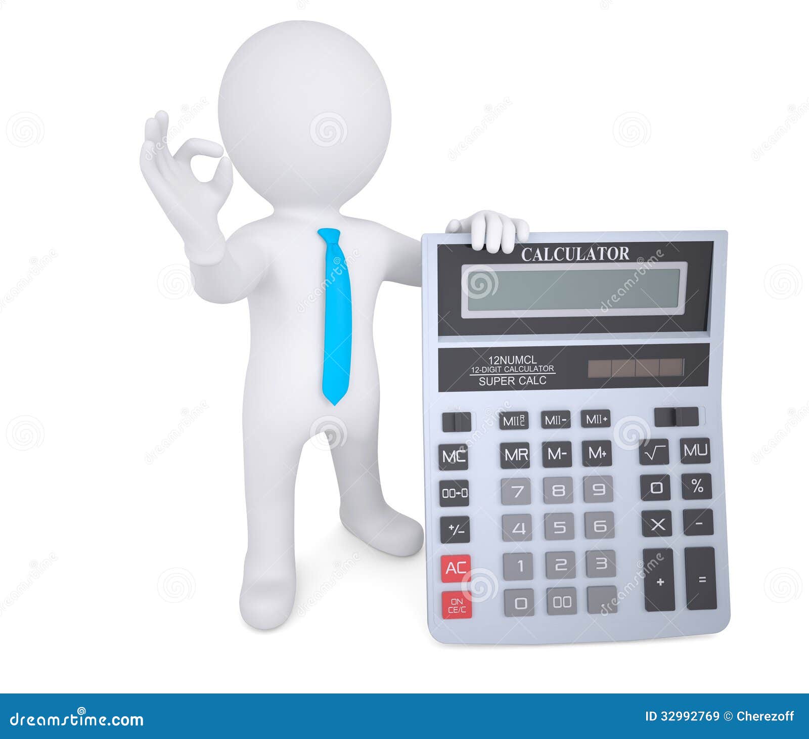 3d White Man Holding a Calculator Stock Illustration - Illustration of ...