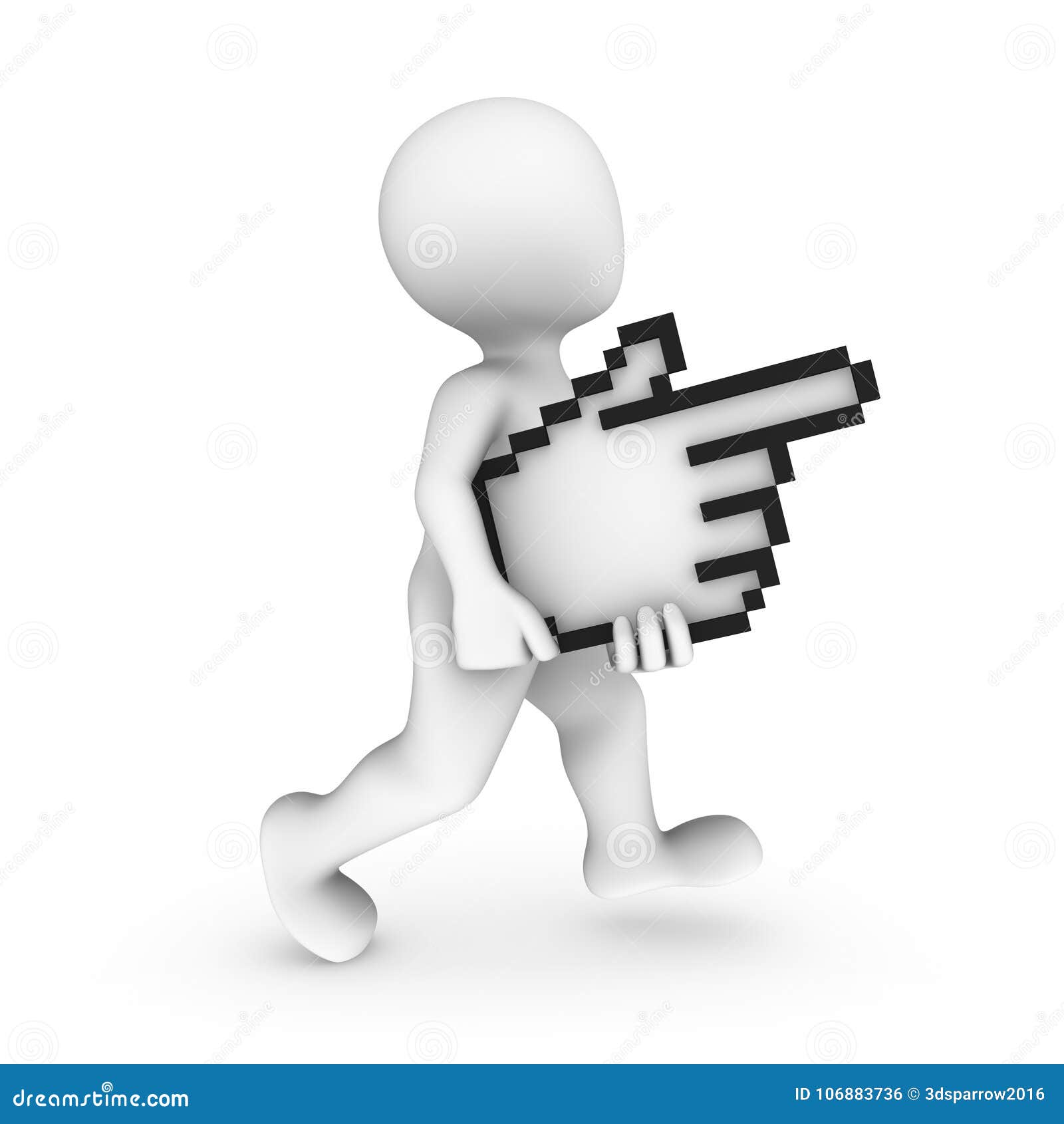 3d White Man with Mouse Cursor. Stock Illustration - Illustration of ...