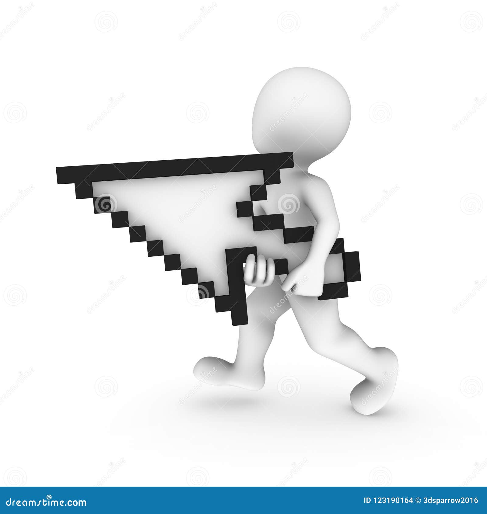 3d White Man with Mouse Cursor Stock Illustration - Illustration of ...
