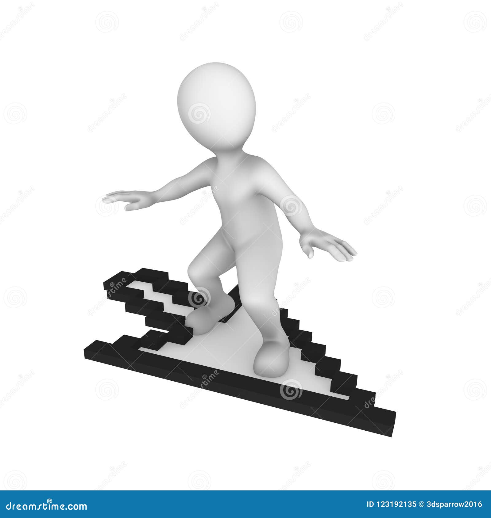 3d White Man with Mouse Cursor Stock Illustration - Illustration of ...