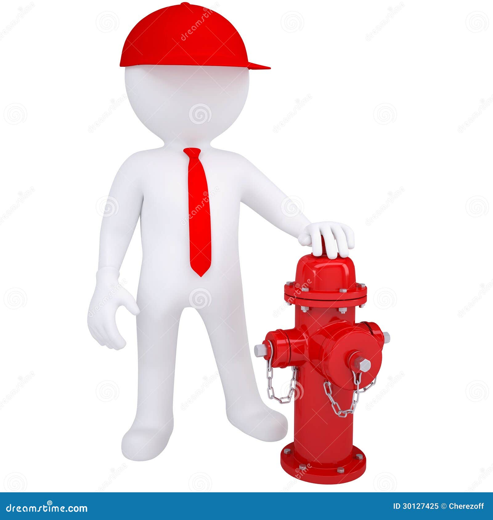 3d White Man Next To a Fire Hydrant Stock Illustration - Illustration ...