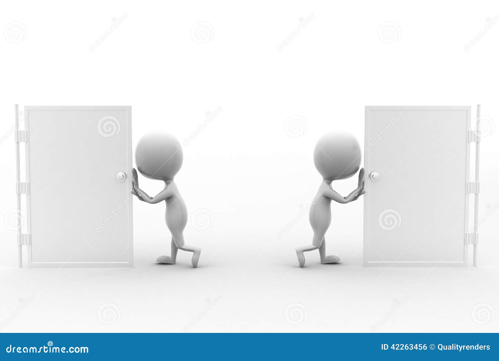 3d white man opening gate stock illustration. Illustration of concept ...