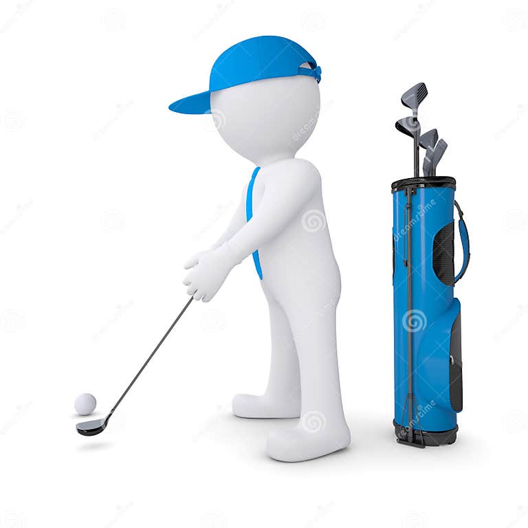 3d white man playing golf stock illustration. Illustration of human ...