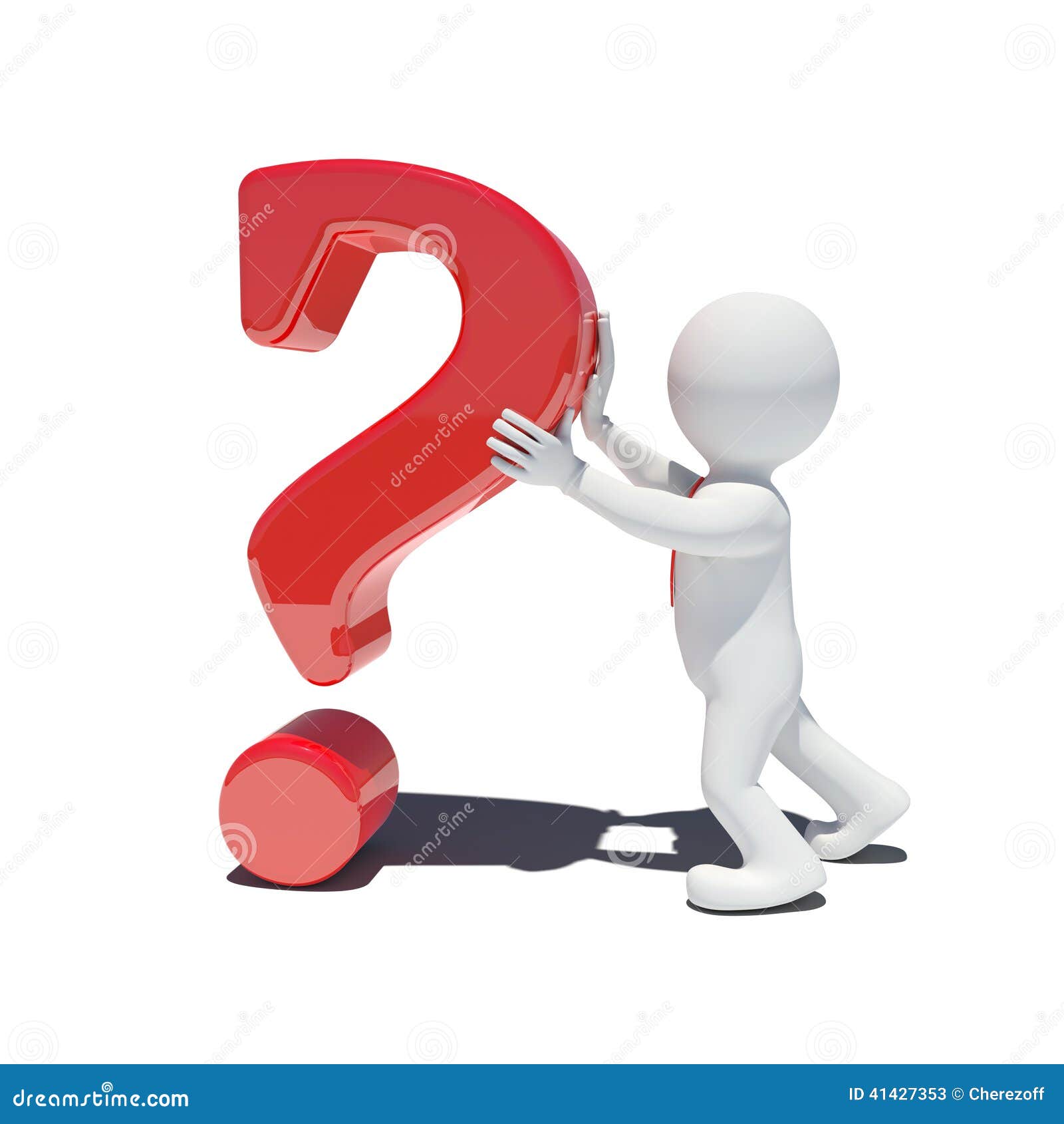 3d White Man with Question Mark Stock Illustration - Illustration of ...
