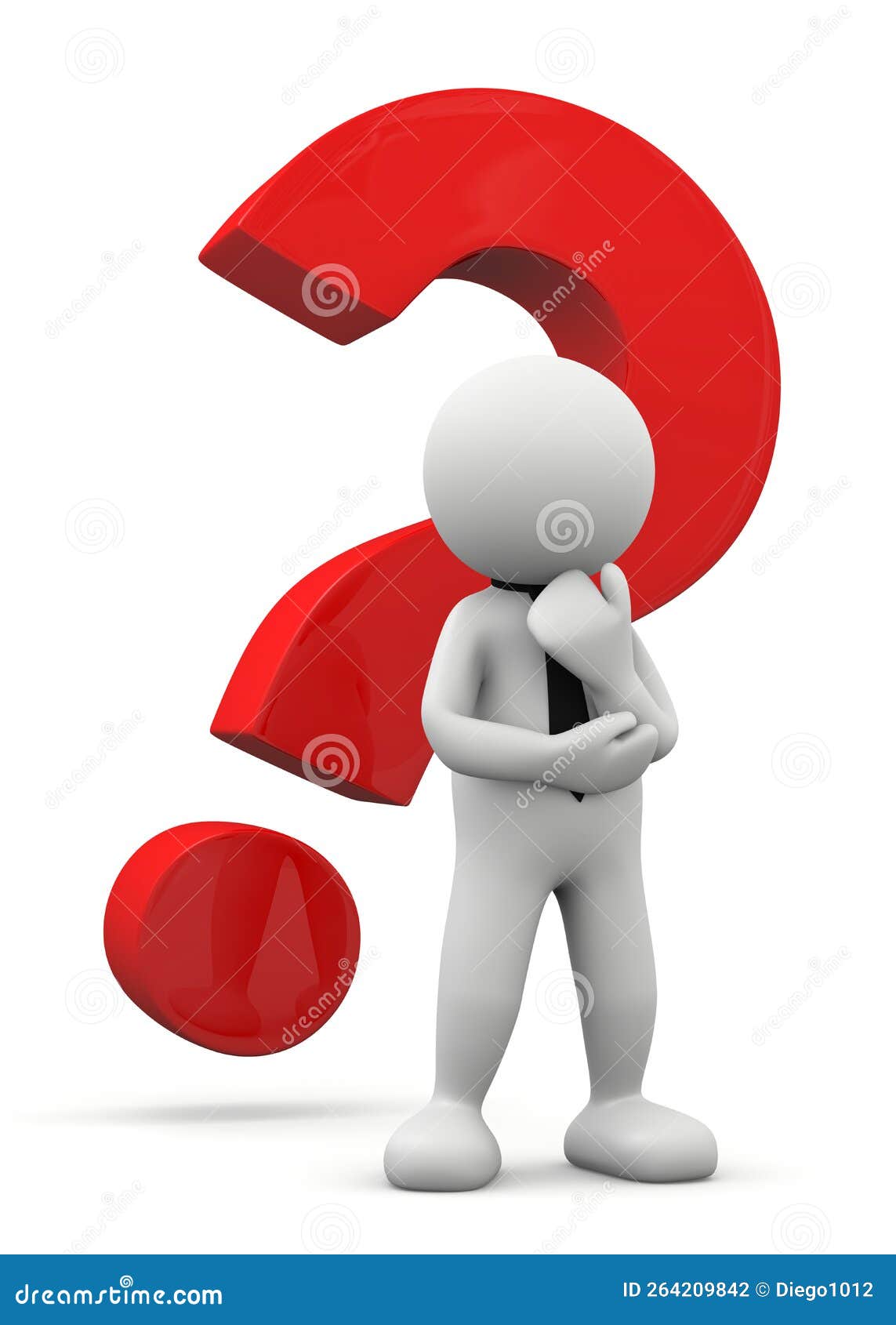 3d White Man with Questions Stock Illustration - Illustration of ...