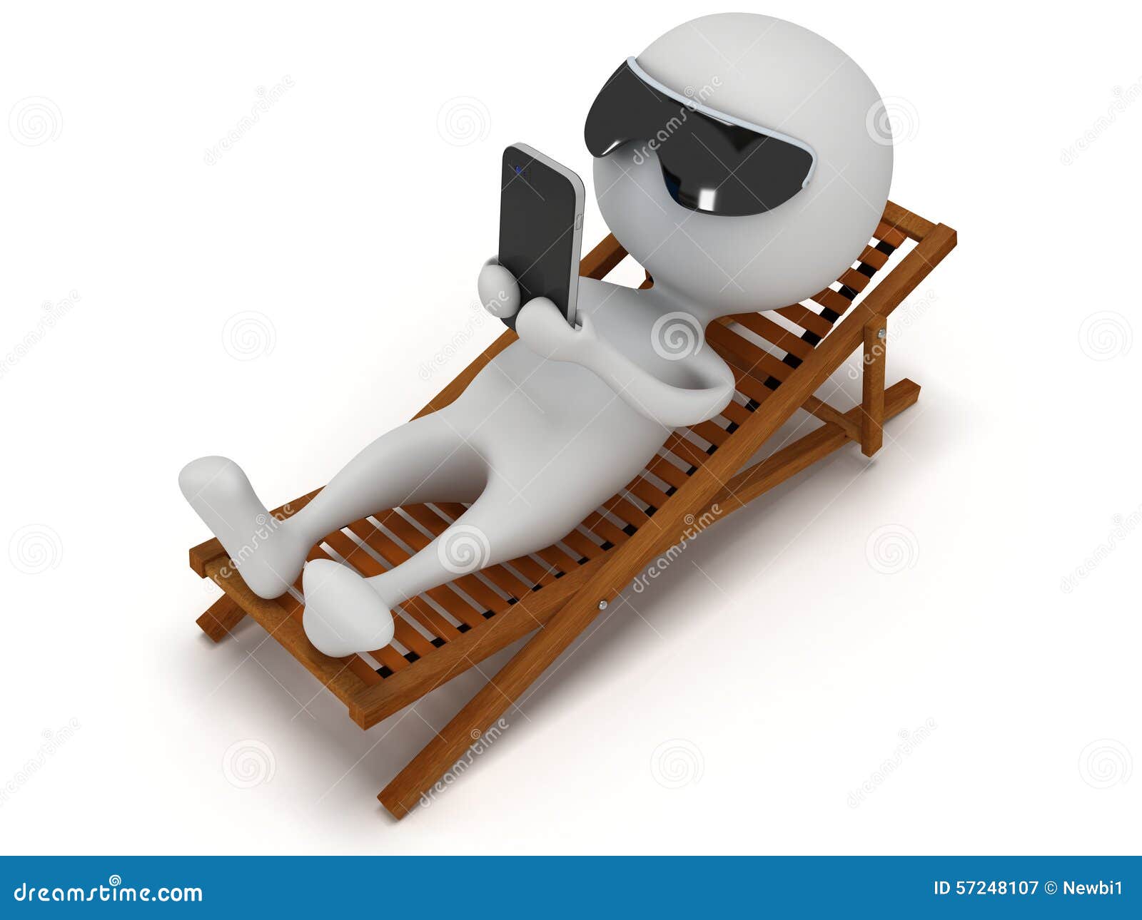 3d White Man Relax with Smartphone Stock Illustration - Illustration of ...
