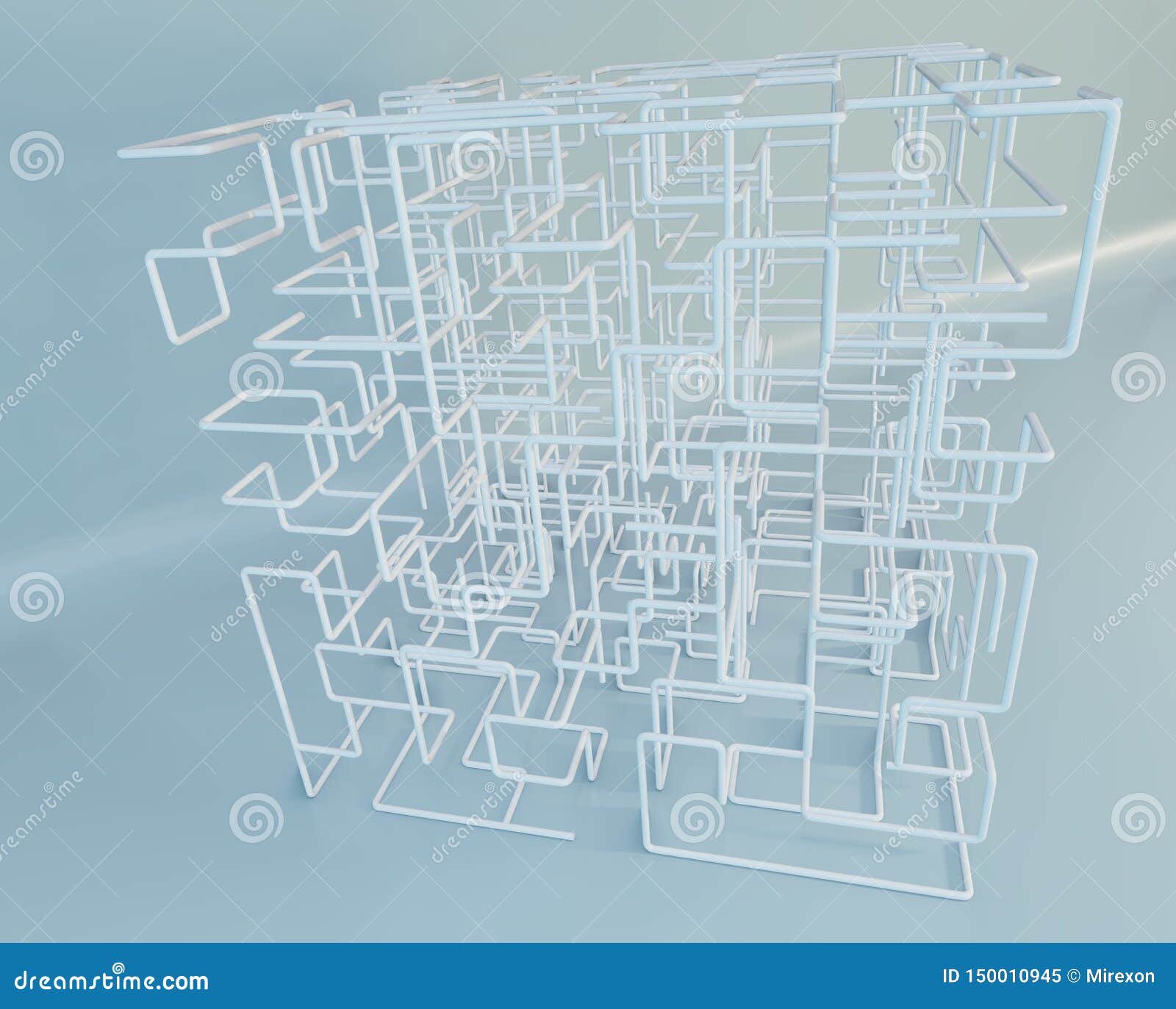 3D White Maze on a Studio Background. 3d Rendering Stock Illustration ...