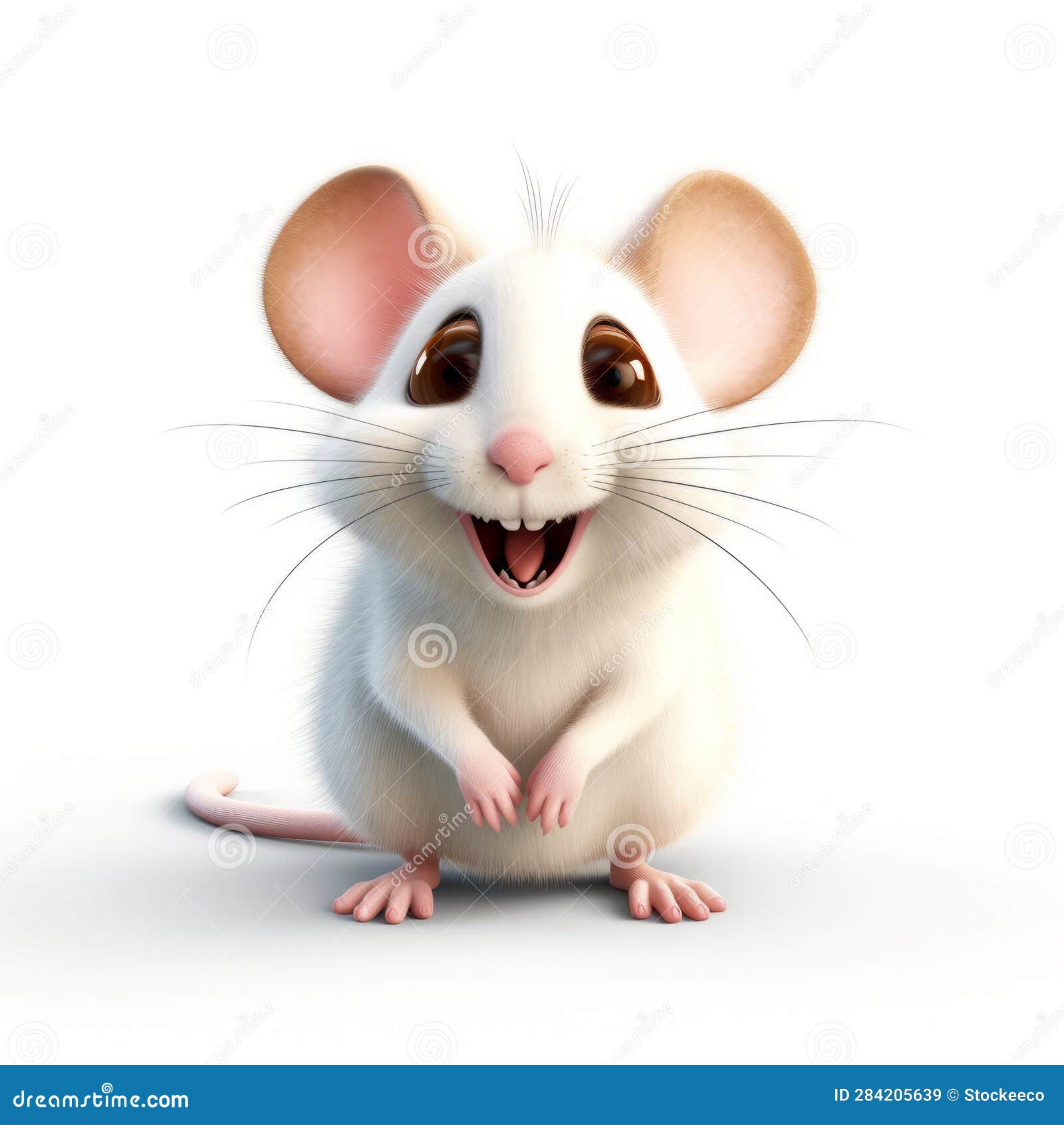 Funny 3d Animation Photo of Happy White Mouse - Cute and Fluffy Rat ...