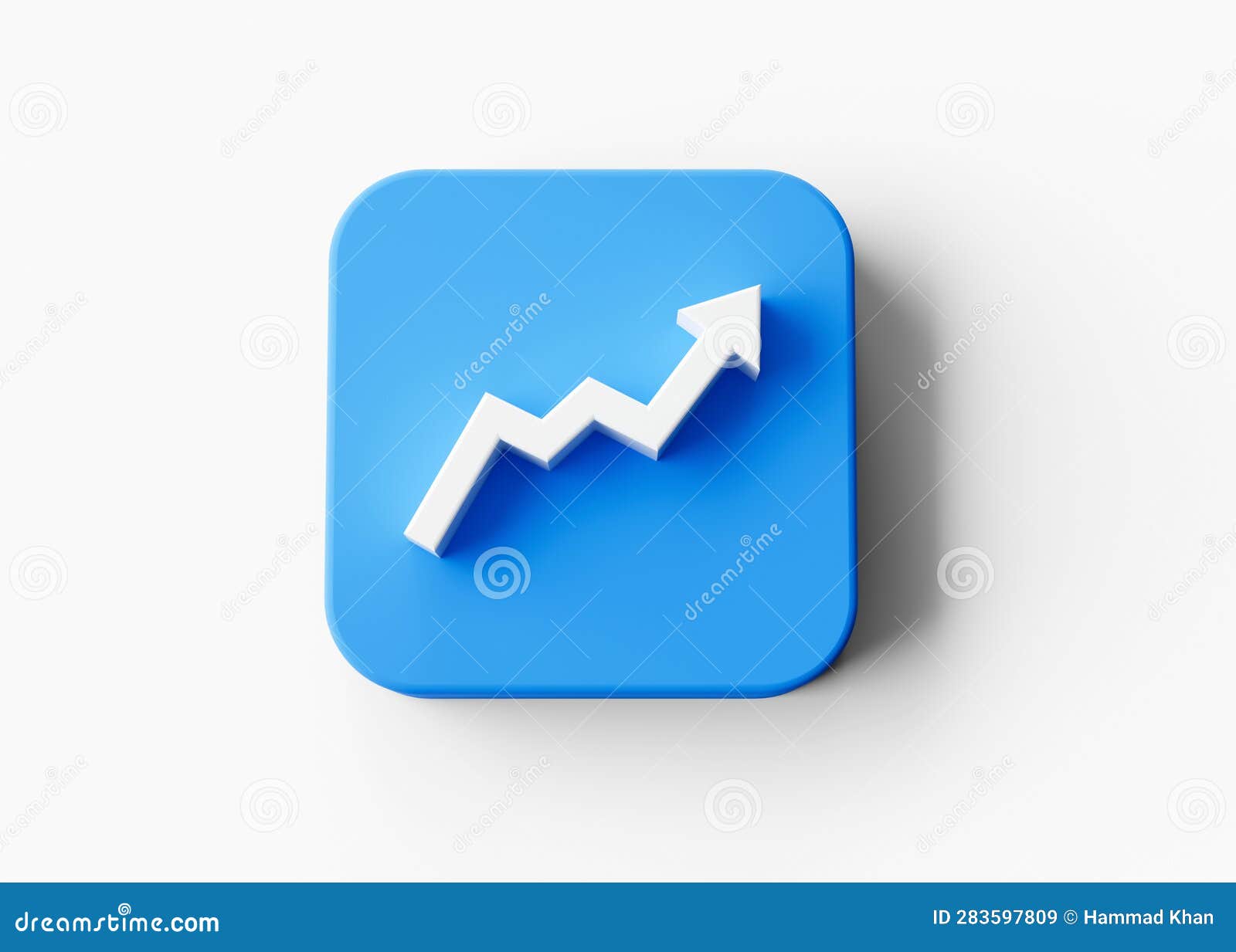 3d White Moving Up Growth Arrow Symbol with Blue Rounded Square Icon 3d ...
