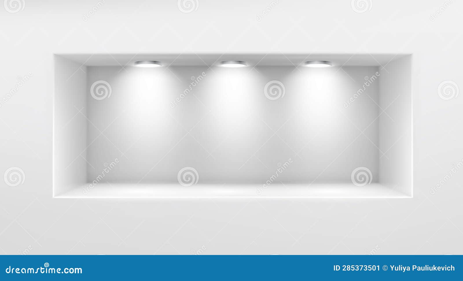3d White Niche Shelf Box Showcase Frame with Light Stock Illustration ...
