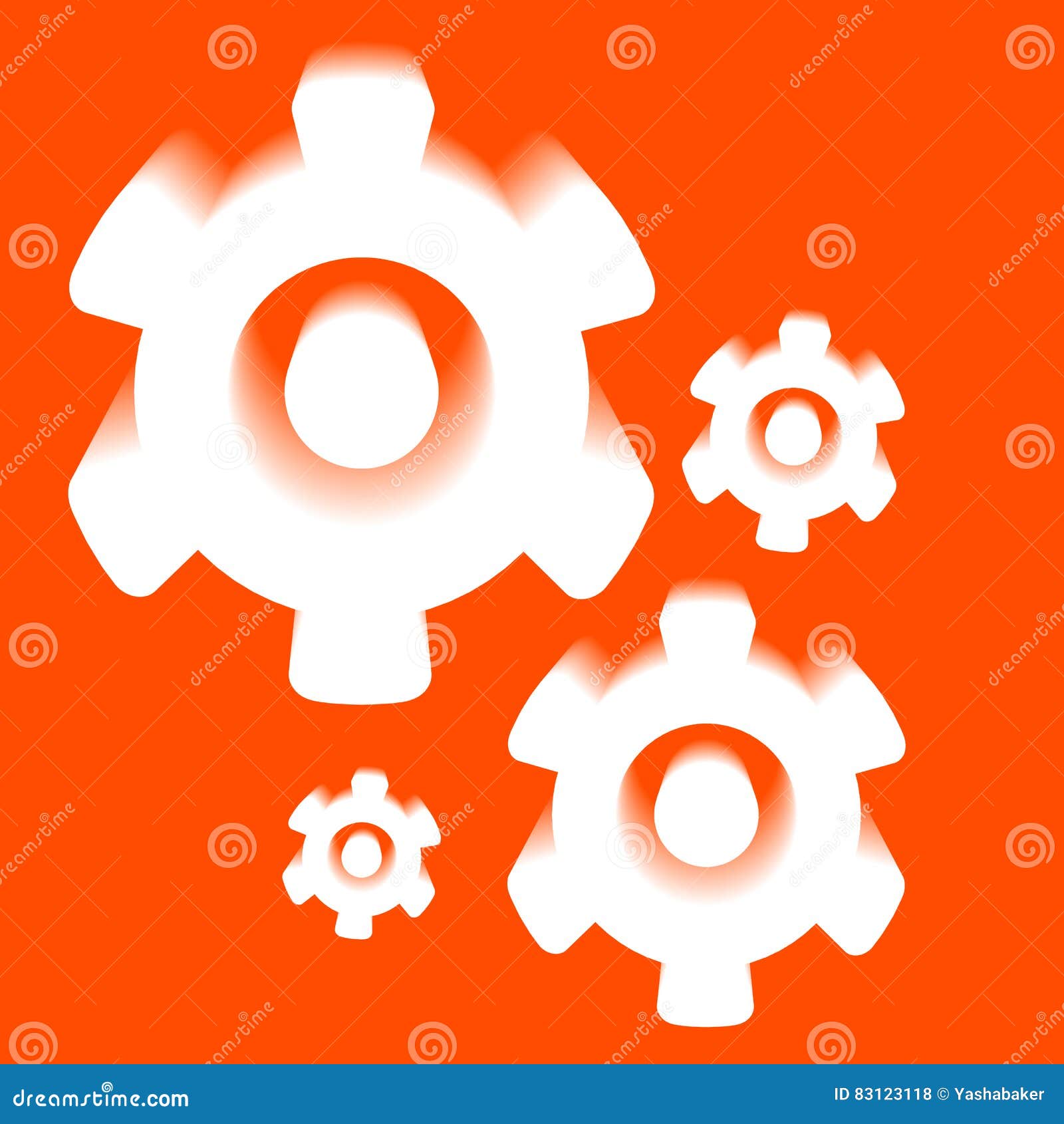 3d White on Orange Cogs and Gears Icon Vector Stock Illustration ...