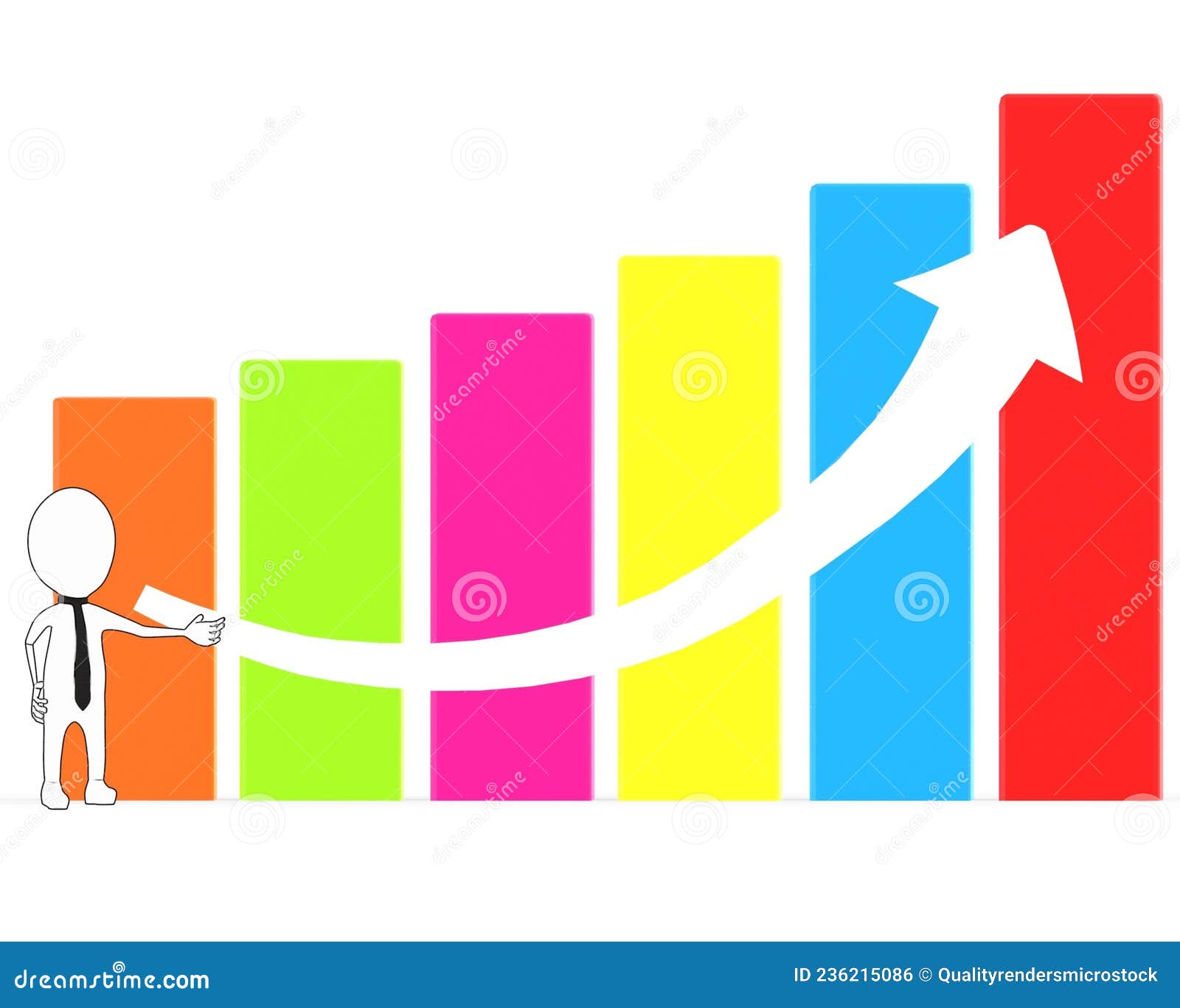 3d White Outlined Character Presenting a High Statictics Graph Stock ...