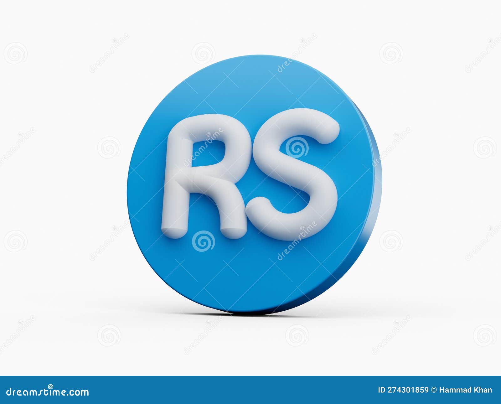 3d White Pakistani Rupee Rs Symbol with Rounded Blue Icon on White ...