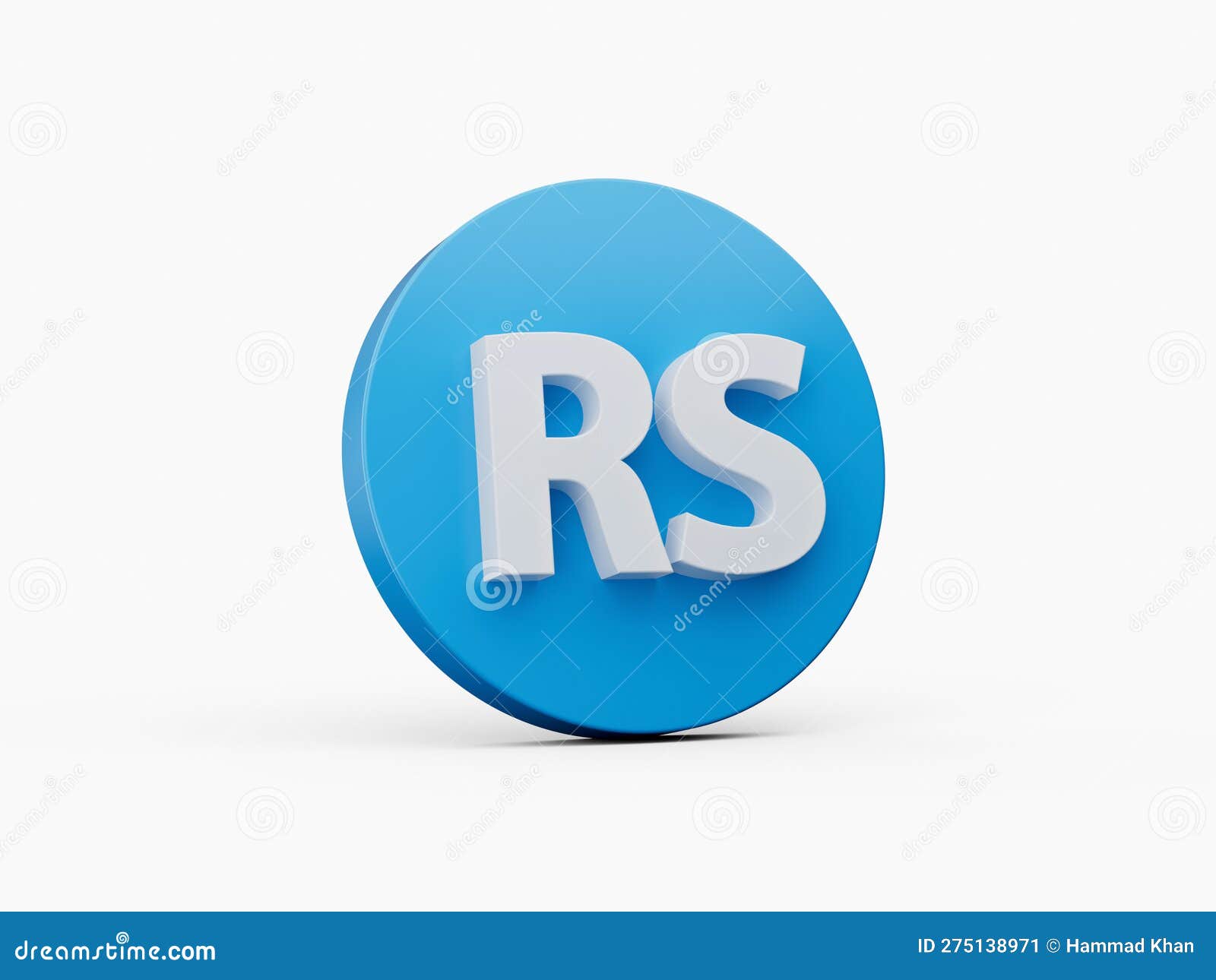 3d White Pakistani Rupee Rs Symbol With Rounded Blue Icon On Blue ...