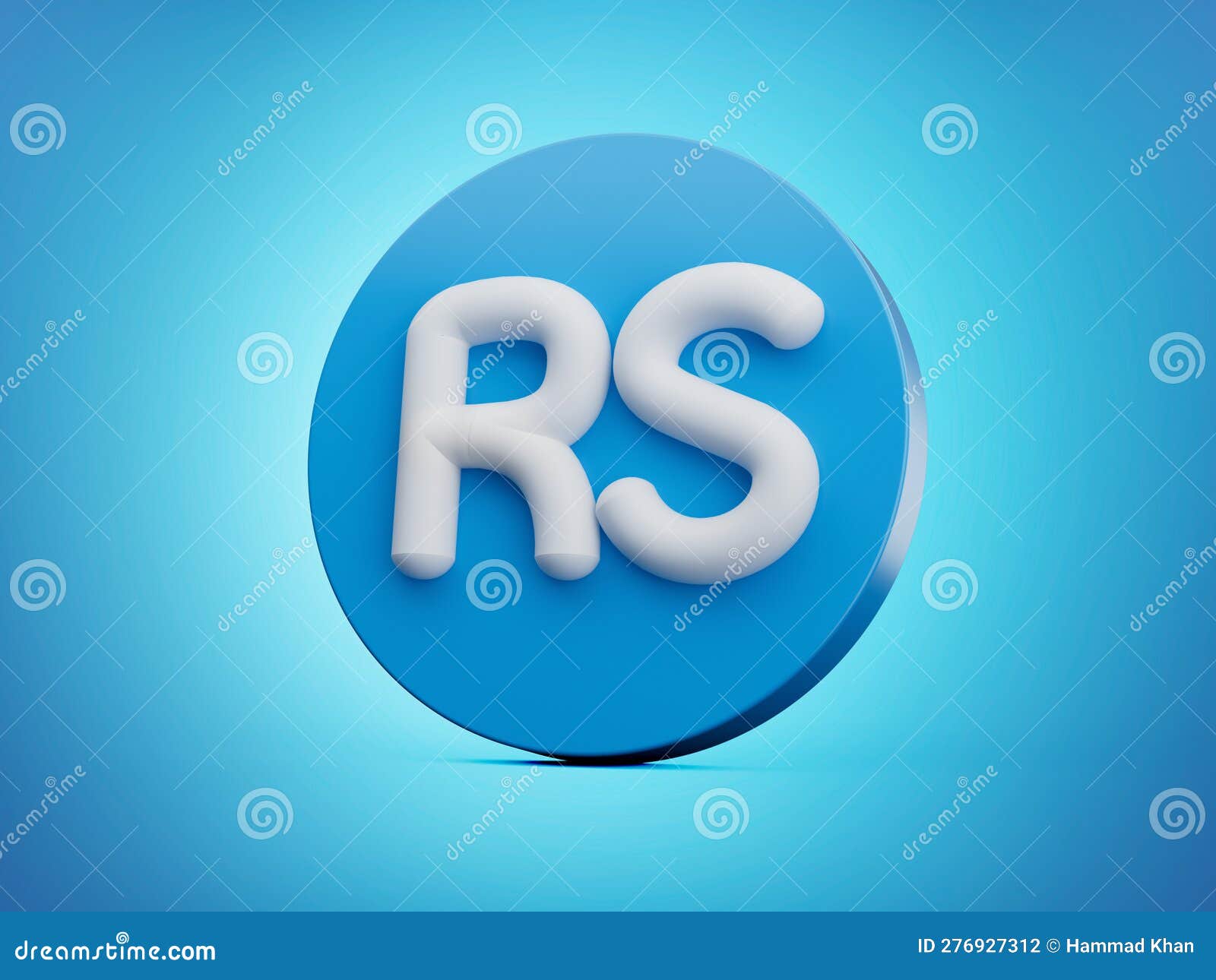 3d White Pakistani Rupee Rs Symbol with Rounded Blue Icon on Blue ...