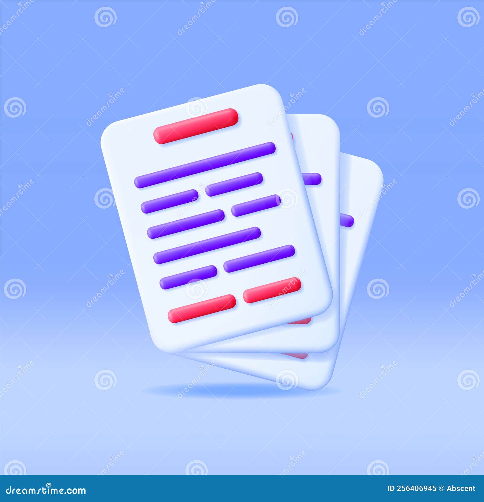 3D White Paper Stack with Text Line Isolated Stock Illustration ...